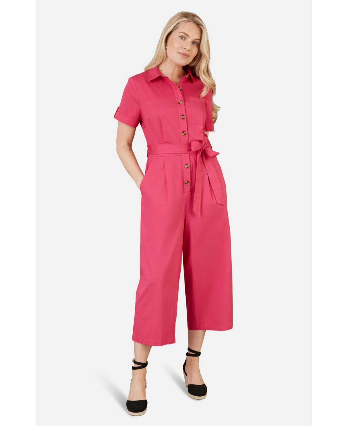 Click here for Yumi Womens Button Up Utility Style Jumpsuit - Pin... prices