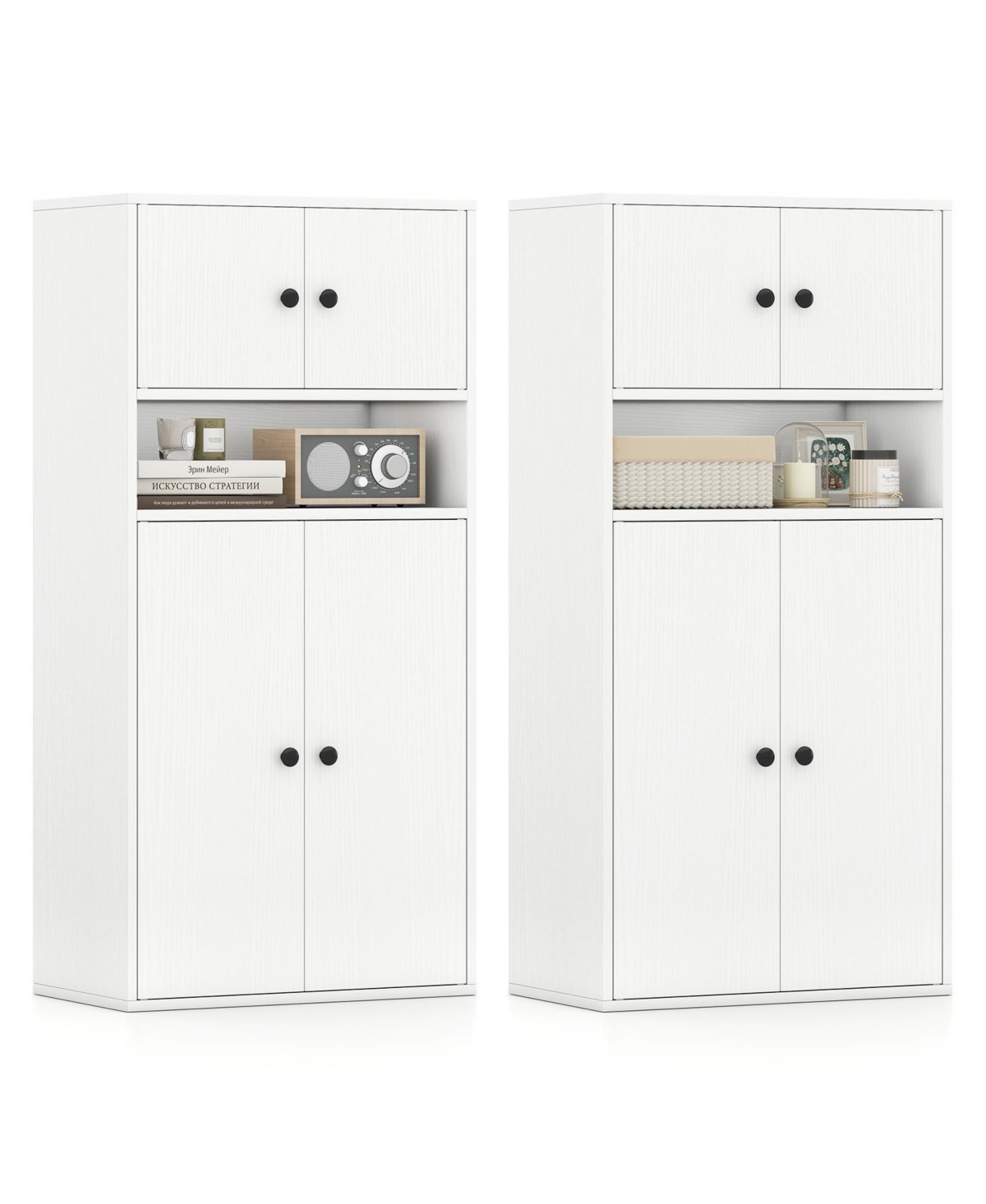 Click here for Gymax 2PCS 44 Tall Bookshelf w/Doors and Adjustabl... prices