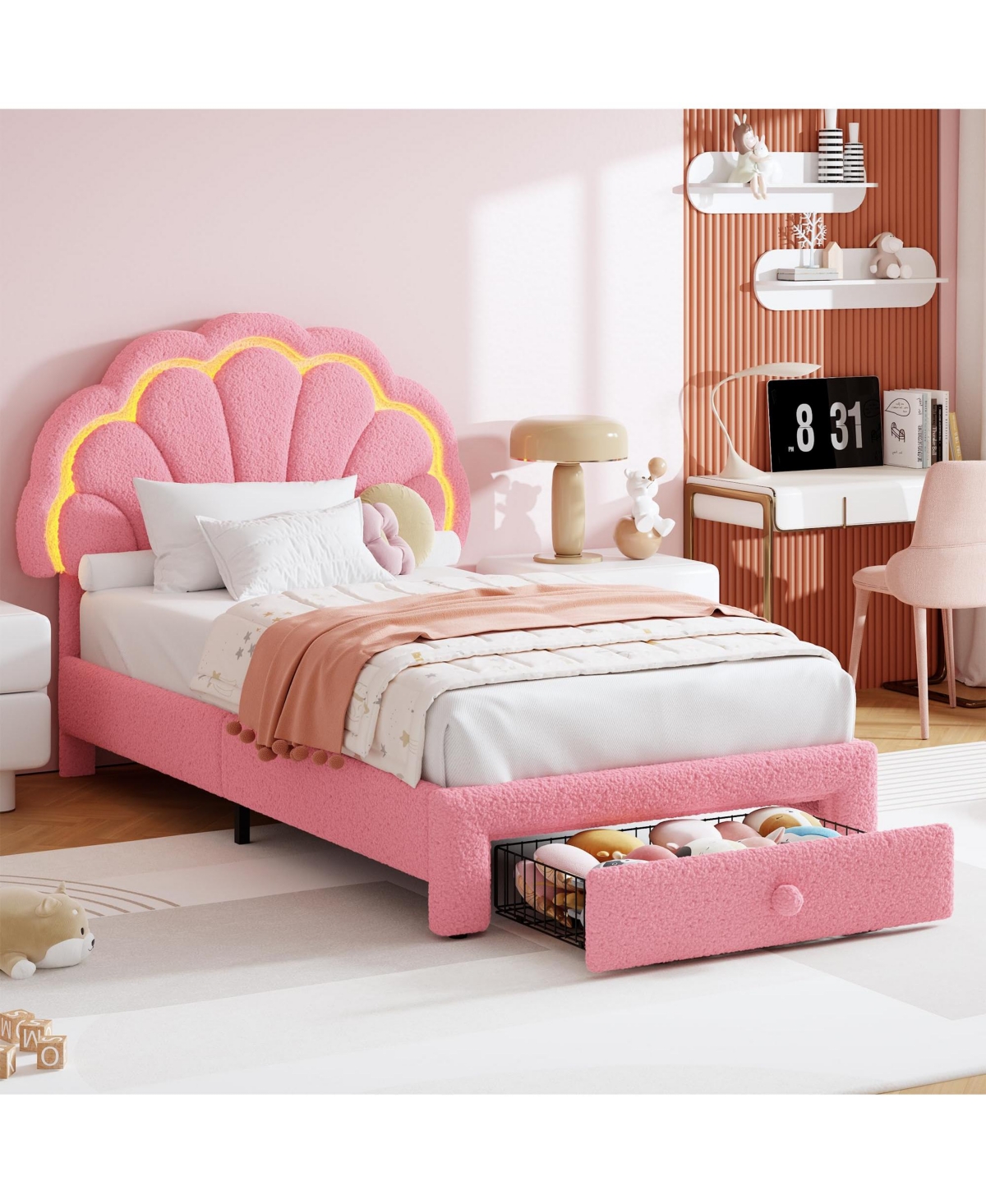 Click here for homfan Upholstered Platform Bed Frame with Led Pet... prices