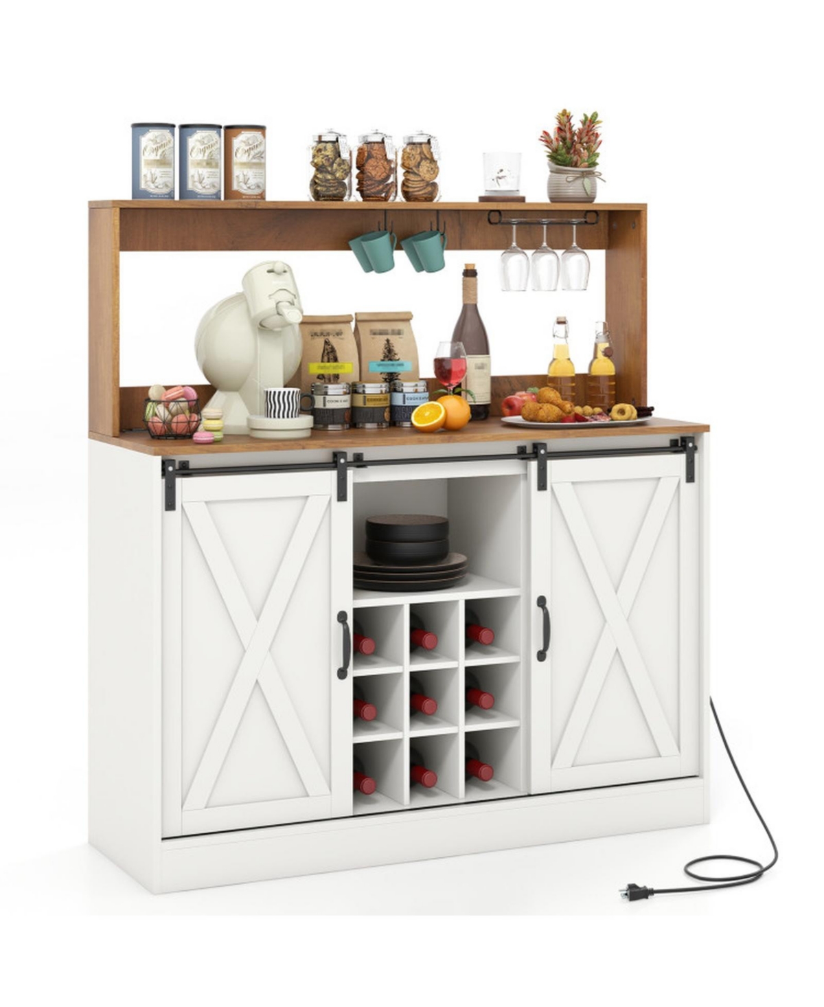 Click here for Gouun Wood Farmhouse Bar Cabinet with Charging Sta... prices