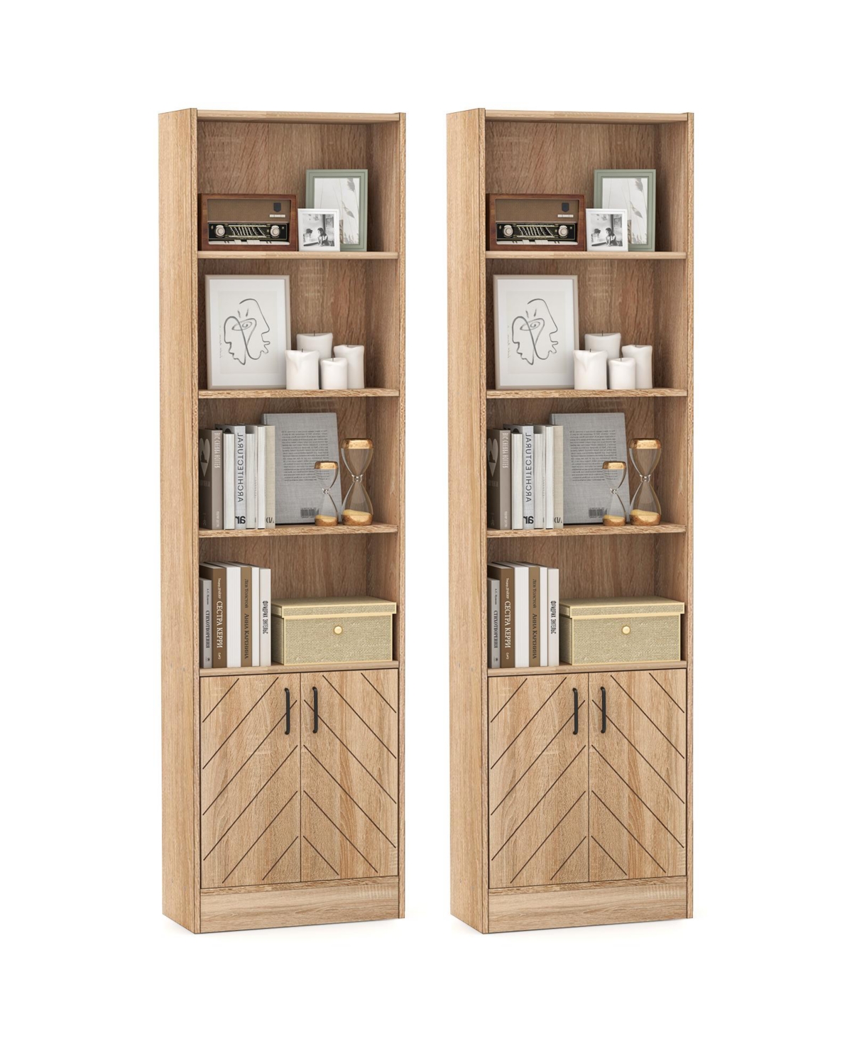 Click here for Gymax 2 Pieces 71 Inch Bookshelf with 2 Door Cabin... prices