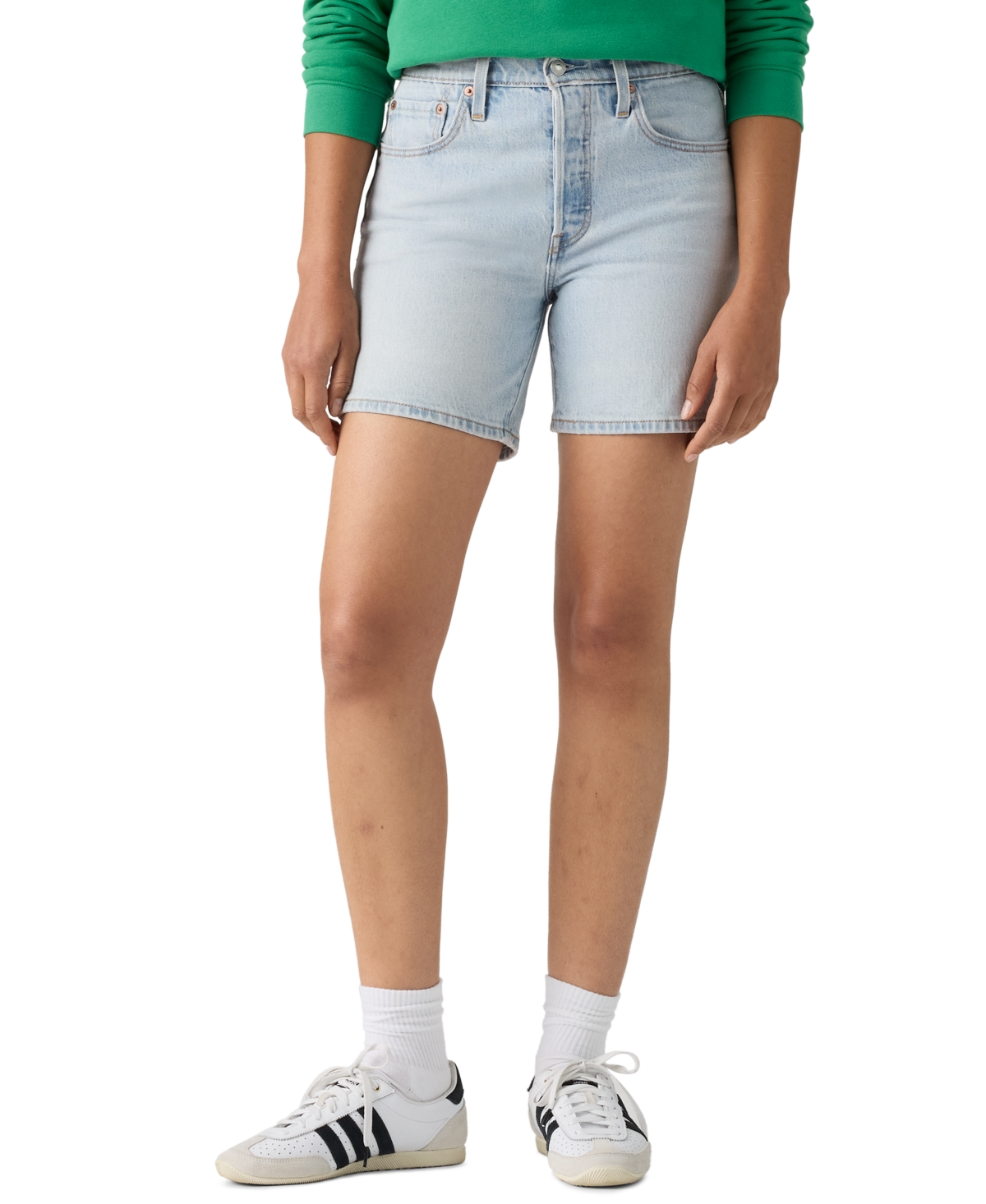 Click here for Levis 501 Mid-Thigh High Rise Straight Fit Denim S... prices