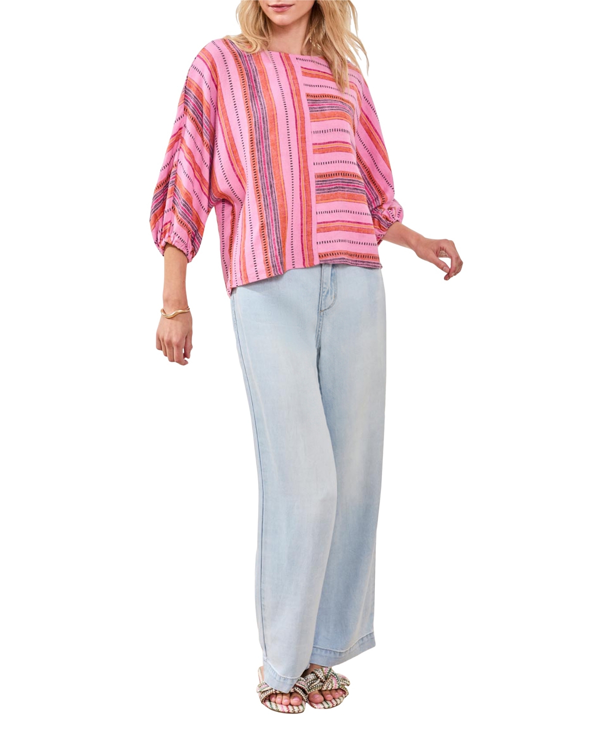 Click here for Tribal Womens Boat Neck Striped Top with Dolman Sl... prices