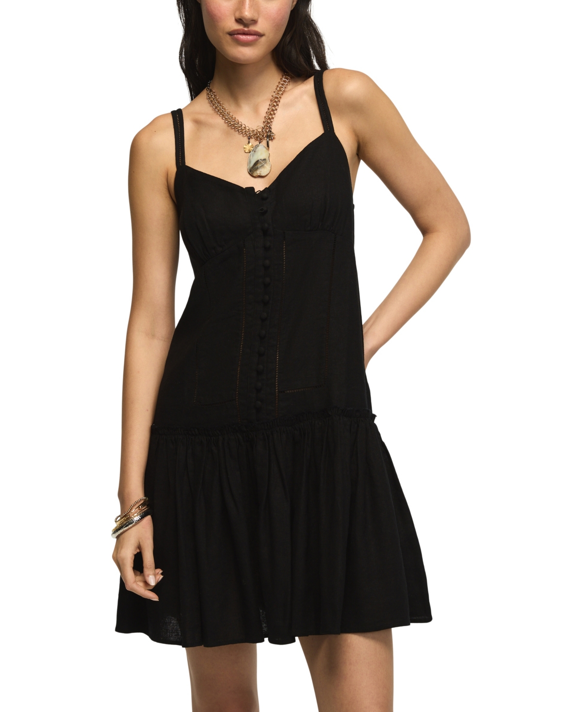 Click here for Lucky Brand Womens V-Neck Embroidered Drop Waist M... prices