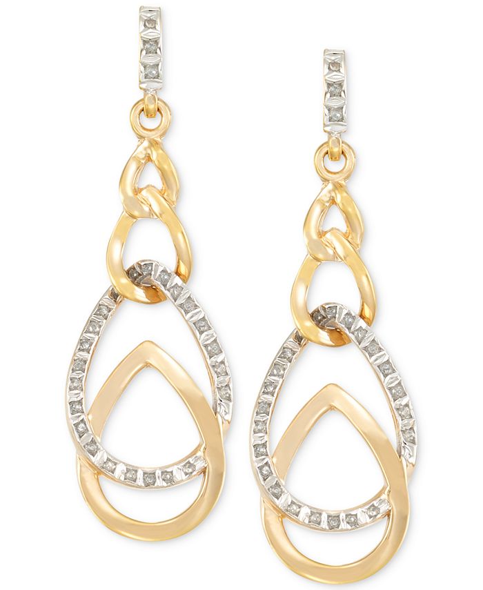 Signature Diamonds Interlocked Teardrop Drop Earrings in 14k Gold over ...