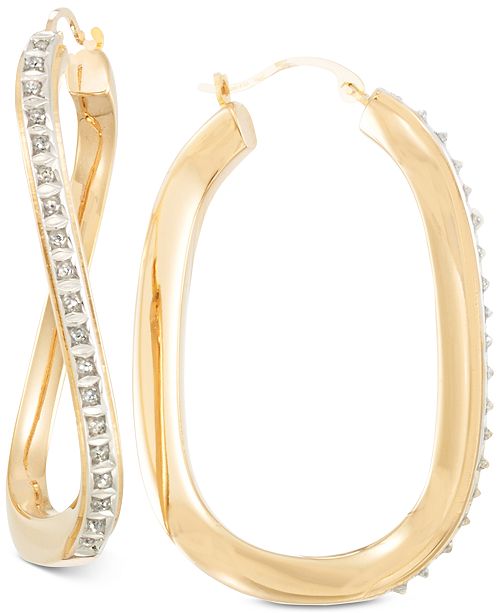 Signature Diamonds Twist Hoop Earrings in 14k Gold over Resin Core ...
