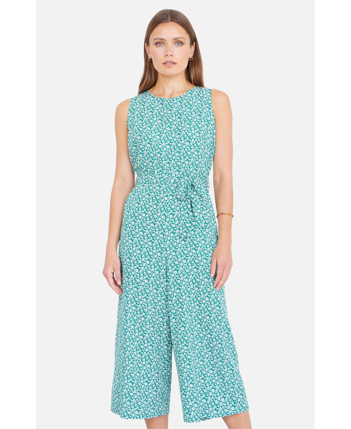 Click here for Yumi Womens Ditsy Culotte Jumpsuit - Green prices