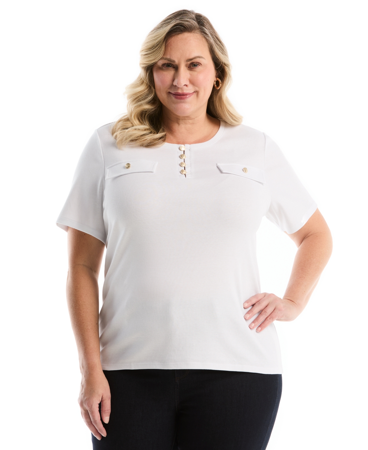 Click here for Rafaella Plus Size Welt Pocket Button Detail Short... prices