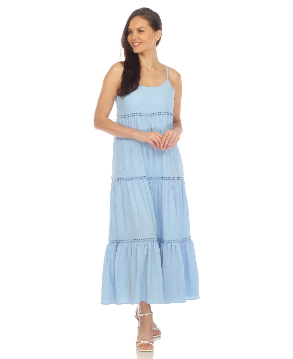 Click here for White Mark Womens Scoop Neck Tiered Midi Dress - L... prices