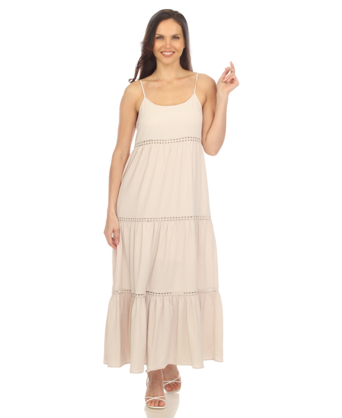 Click here for White Mark Womens Scoop Neck Tiered Midi Dress - B... prices