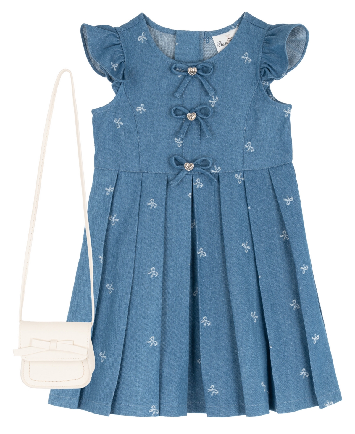 Click here for Rare Editions Girls 2T-6x Demin Bow Pleated Dress... prices