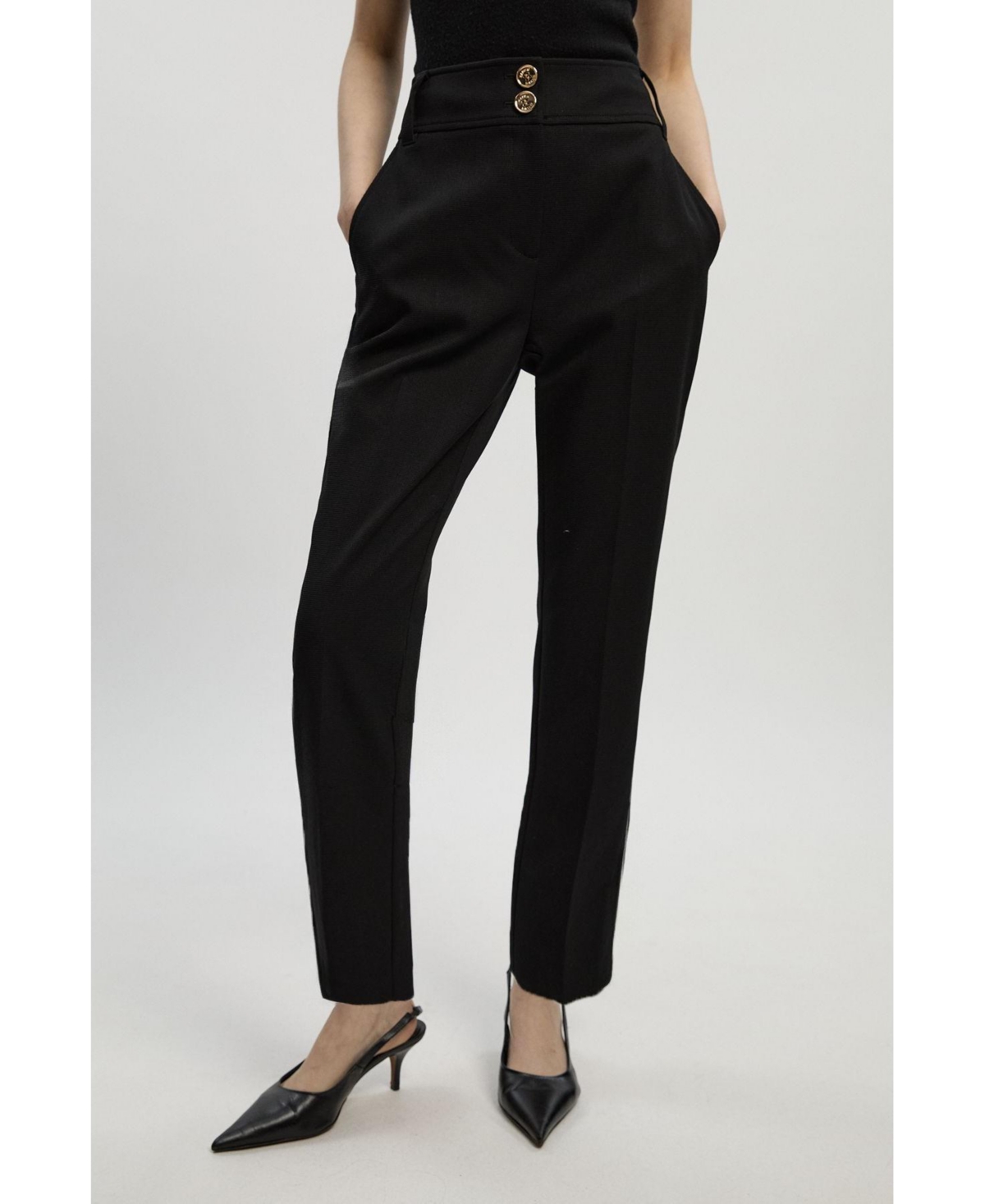 Click here for Karen Millen Womens Textured Straight Leg Trousers... prices