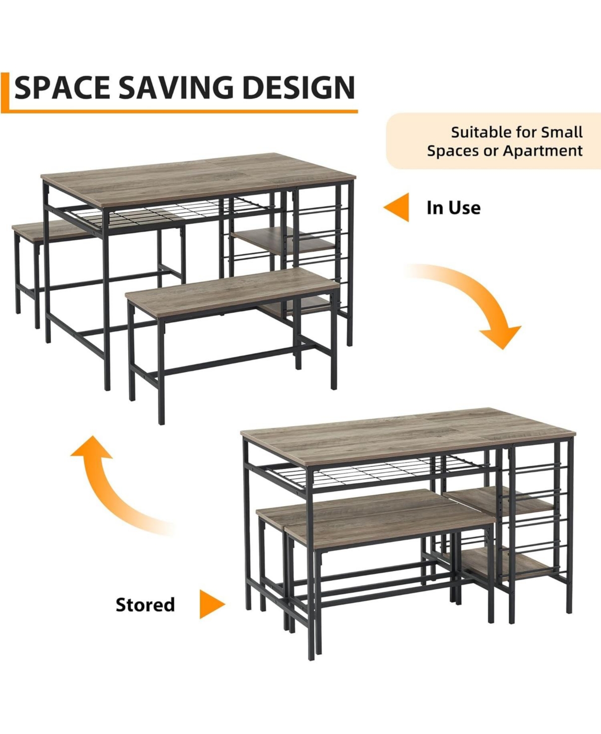Click here for Gaomon 3-Piece Dining Set for 4  Table with 2 Benc... prices