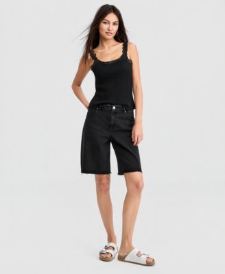 Click here for Now This Womens High Rise Raw Hem Denim Jorts Macy... prices