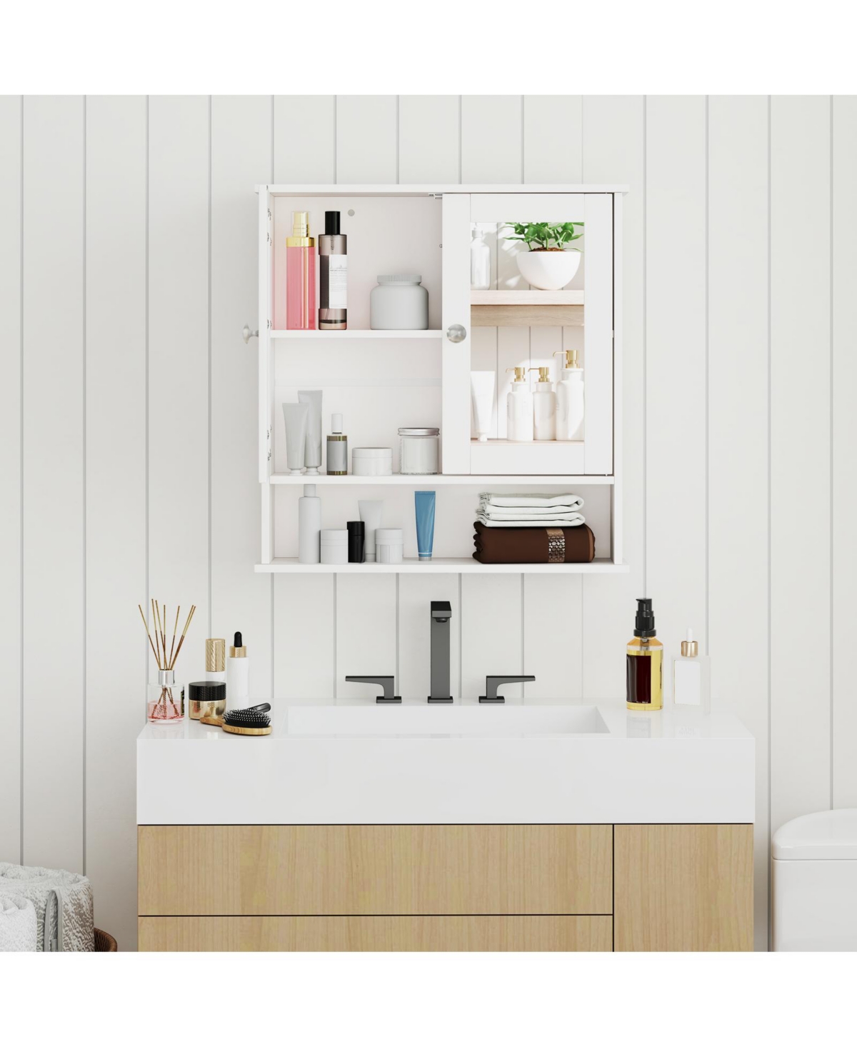 Click here for sumyeg Wall Mount Mirror Bathroom Storage Cabinet... prices