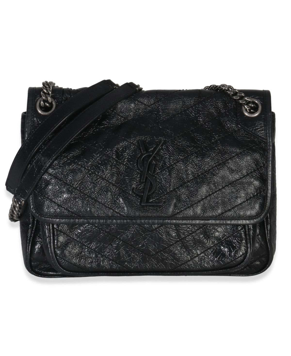 Click here for Pre-Owned Saint Laurent Black Crinkled Calfskin Ma... prices
