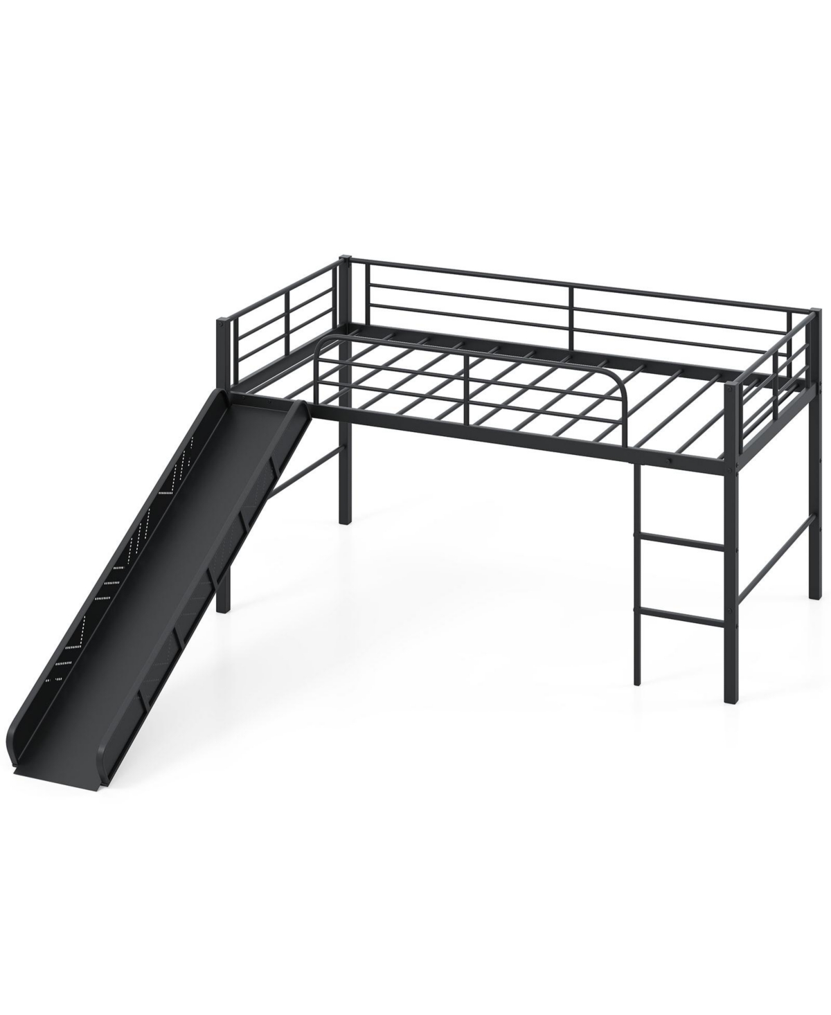Click here for Gymax Twin Metal Loft Bed with Slide Guardrails Bu... prices