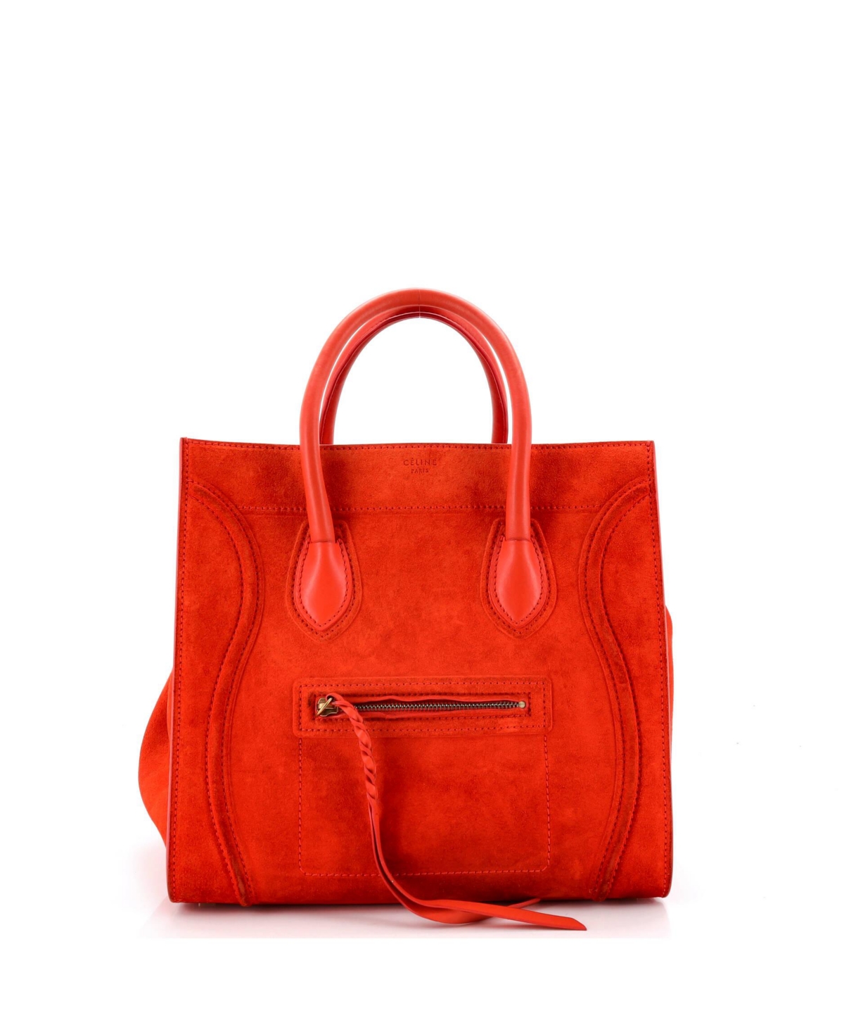 Click here for Pre-Owned Celine Medium Phantom Bag Suede - Orange prices