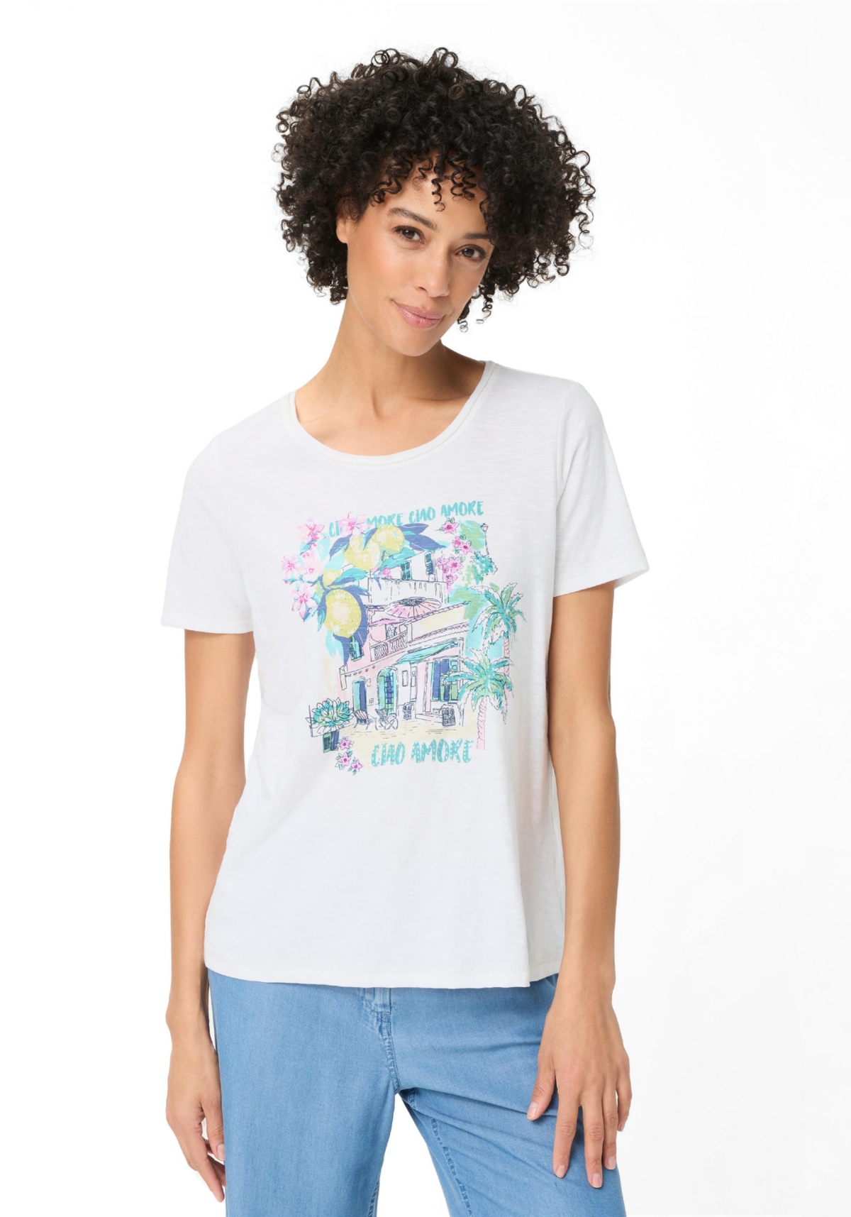 Click here for Olsen Womens Ciao Amore Placement Print T-Shirt -... prices