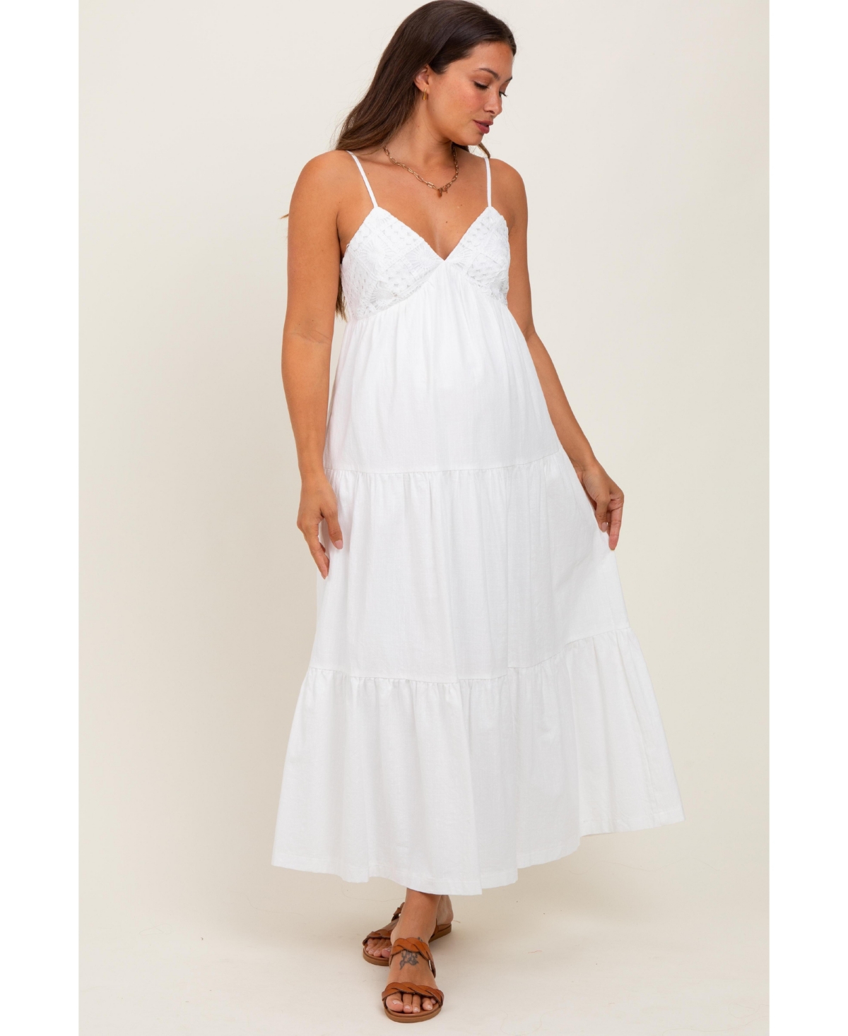Click here for Pinkblush Maternity White Crochet Flare Smocked Ma... prices