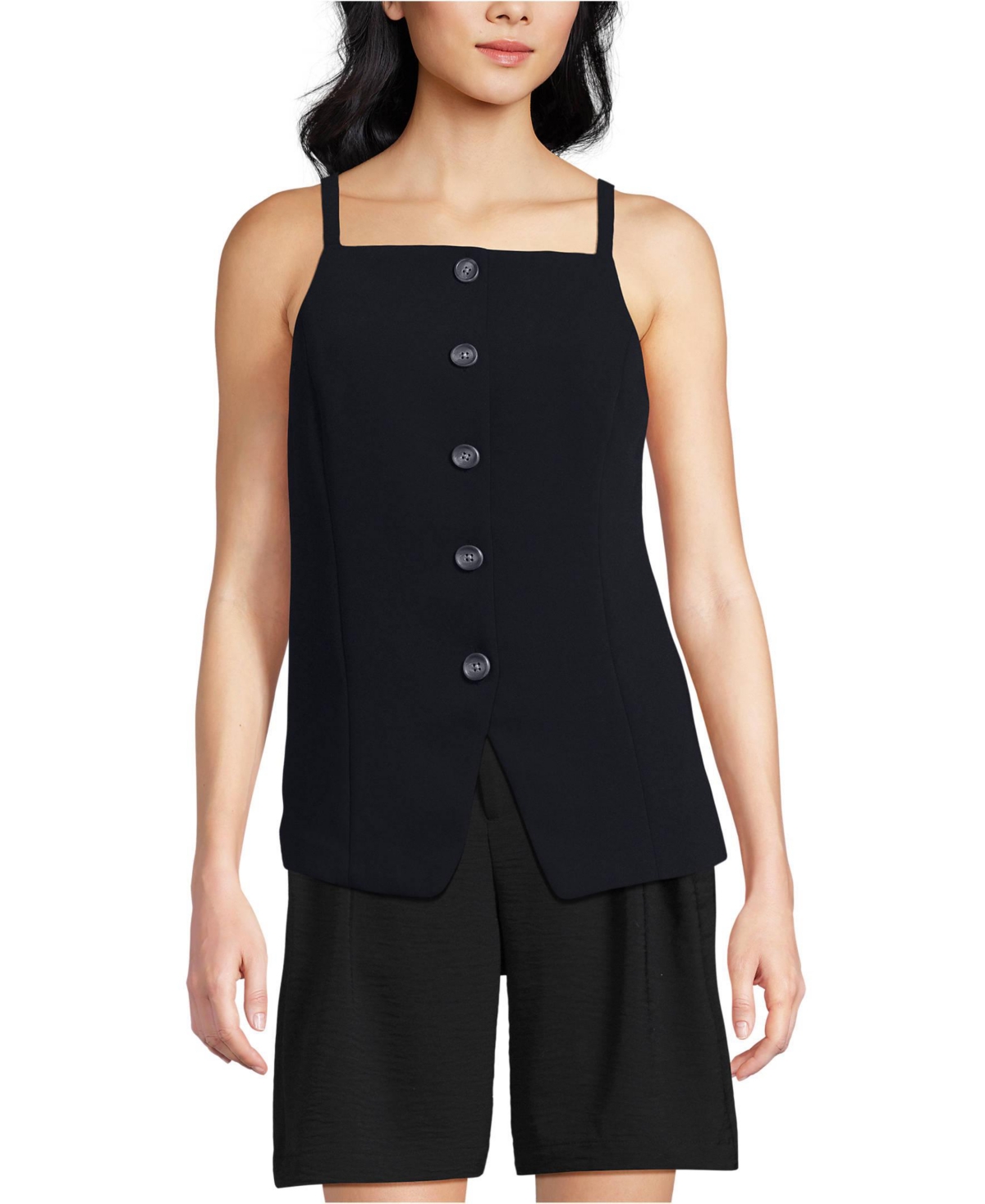 Click here for Lands End Womens Washable Suiting Button Front Ves... prices