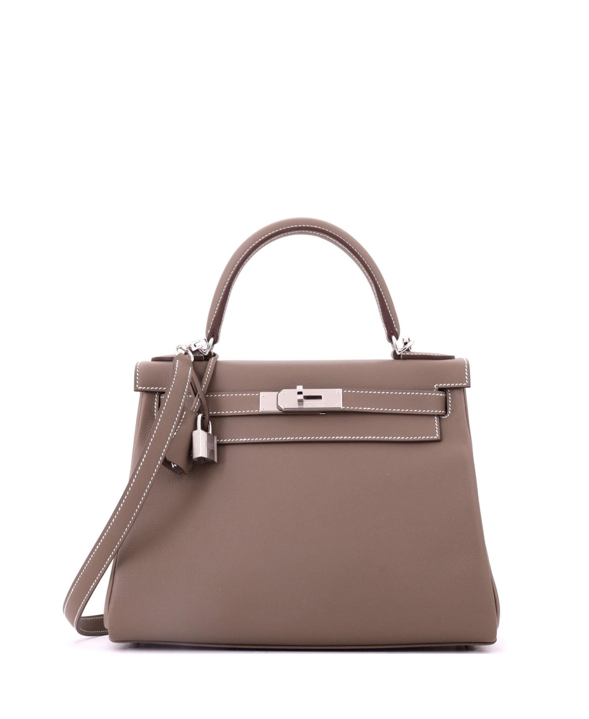 Click here for Pre-Owned HERMES Kelly 28 Handbag Grey Evercolor w... prices