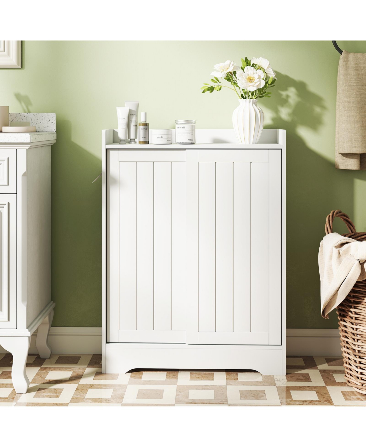 Click here for sumyeg Slim Bathroom Floor Storage Cabinet with In... prices
