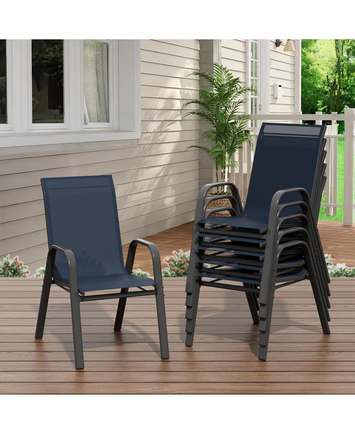 Click here for Xo Set of 6 Outdoor Stackable Patio Chairs with Hi... prices