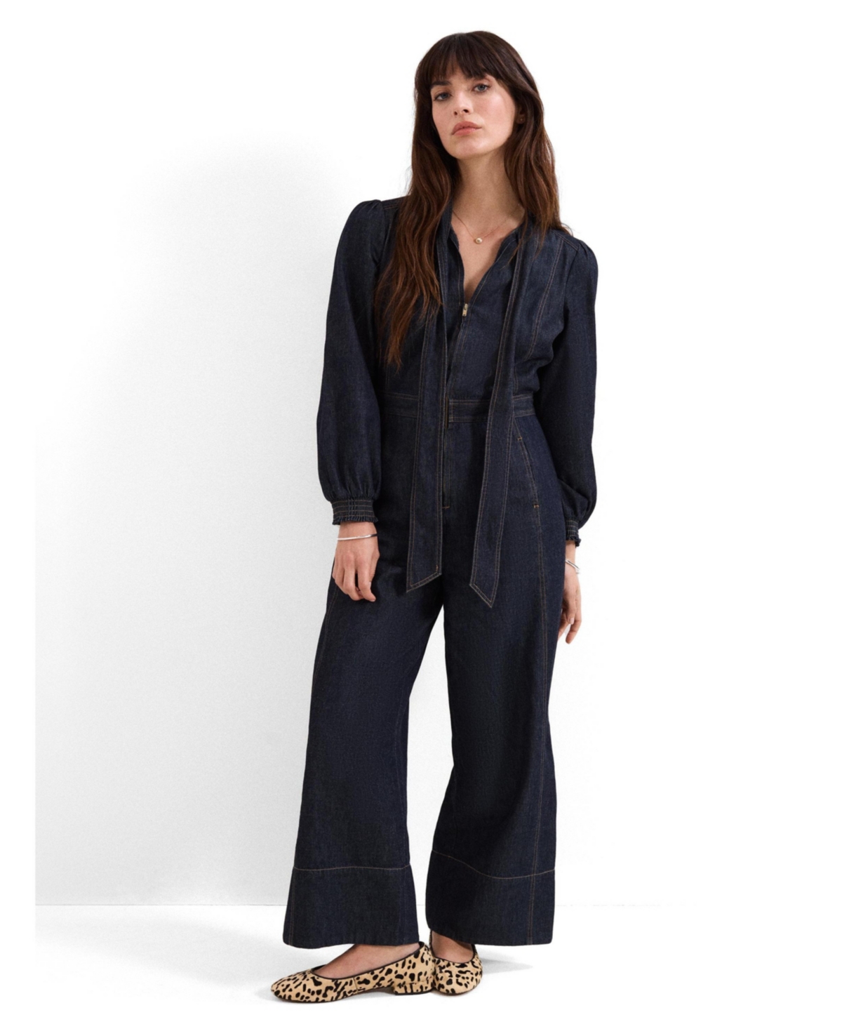 Click here for Phase Eight Womens Patricia Tie Neck Denim Jumpsui... prices
