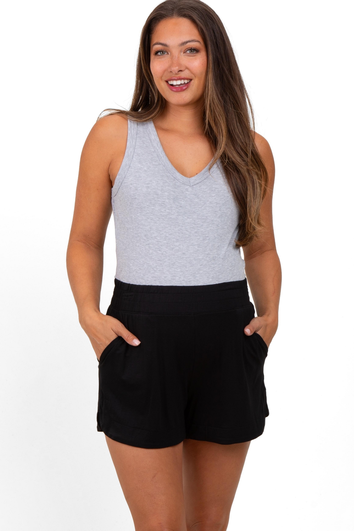 Click here for Pinkblush Maternity Black Basic Rounded Hem Shorts... prices