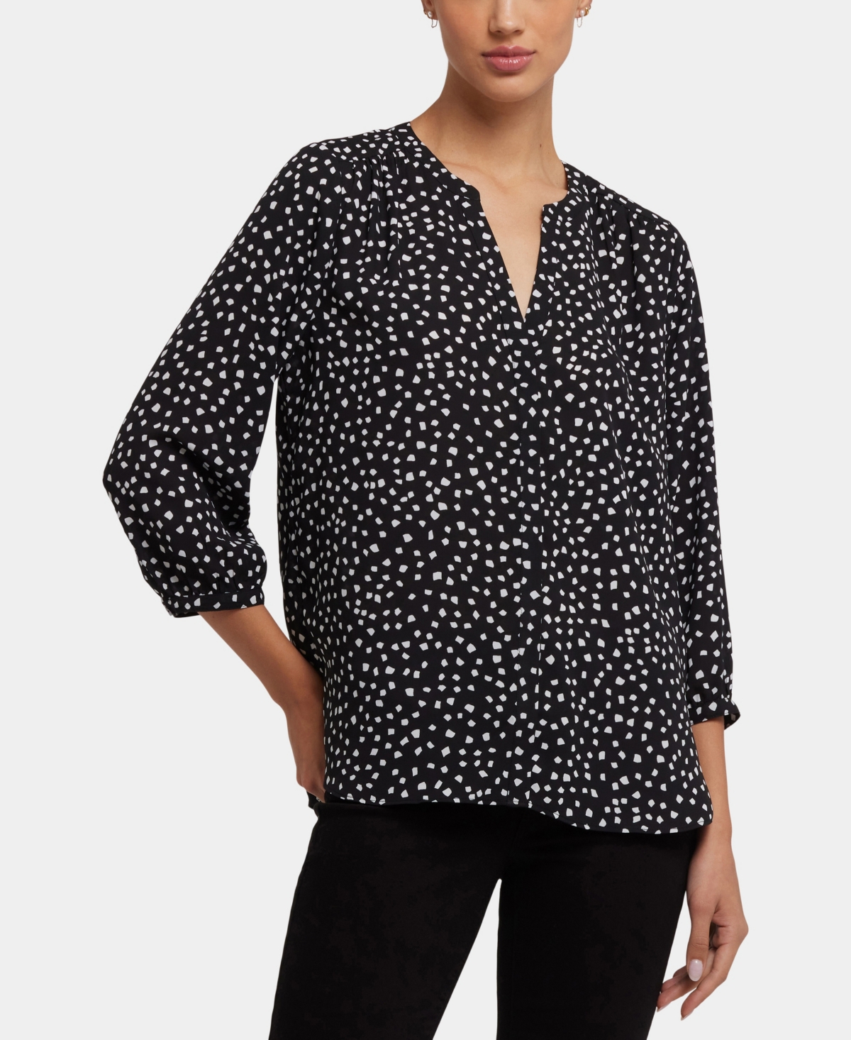Click here for Nydj Womens Pintuck Split Neck Top - Francoise Dot... prices