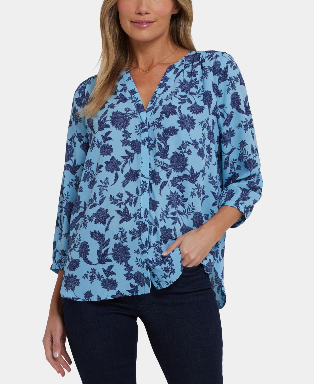 Click here for Nydj Womens Pintuck Split Neck Top - Villebon prices