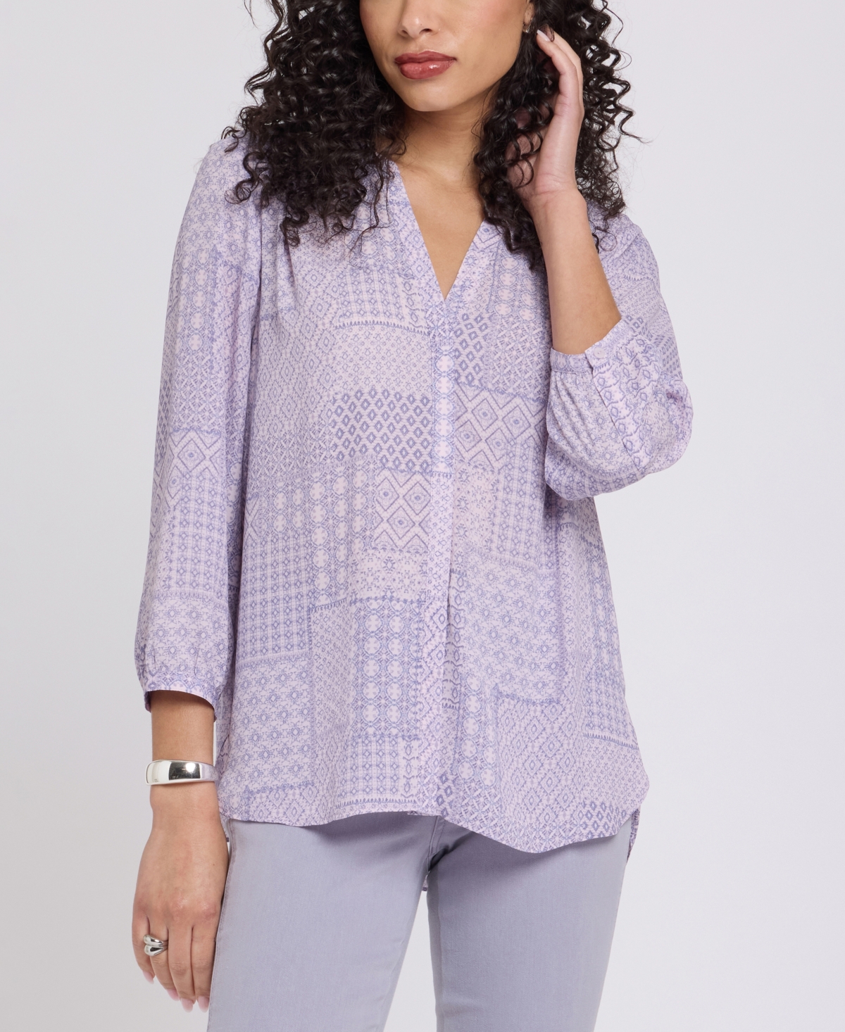 Click here for Nydj Womens Pintuck Split Neck Top - Pandora Patch... prices
