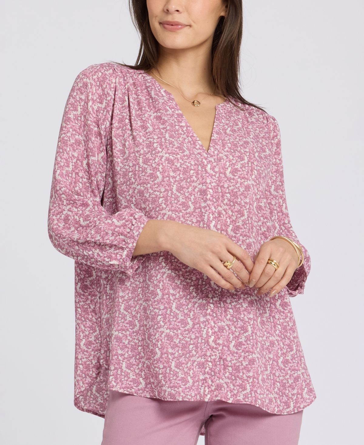 Click here for Nydj Womens Pintuck Split Neck Top - Destiny Ditsy prices