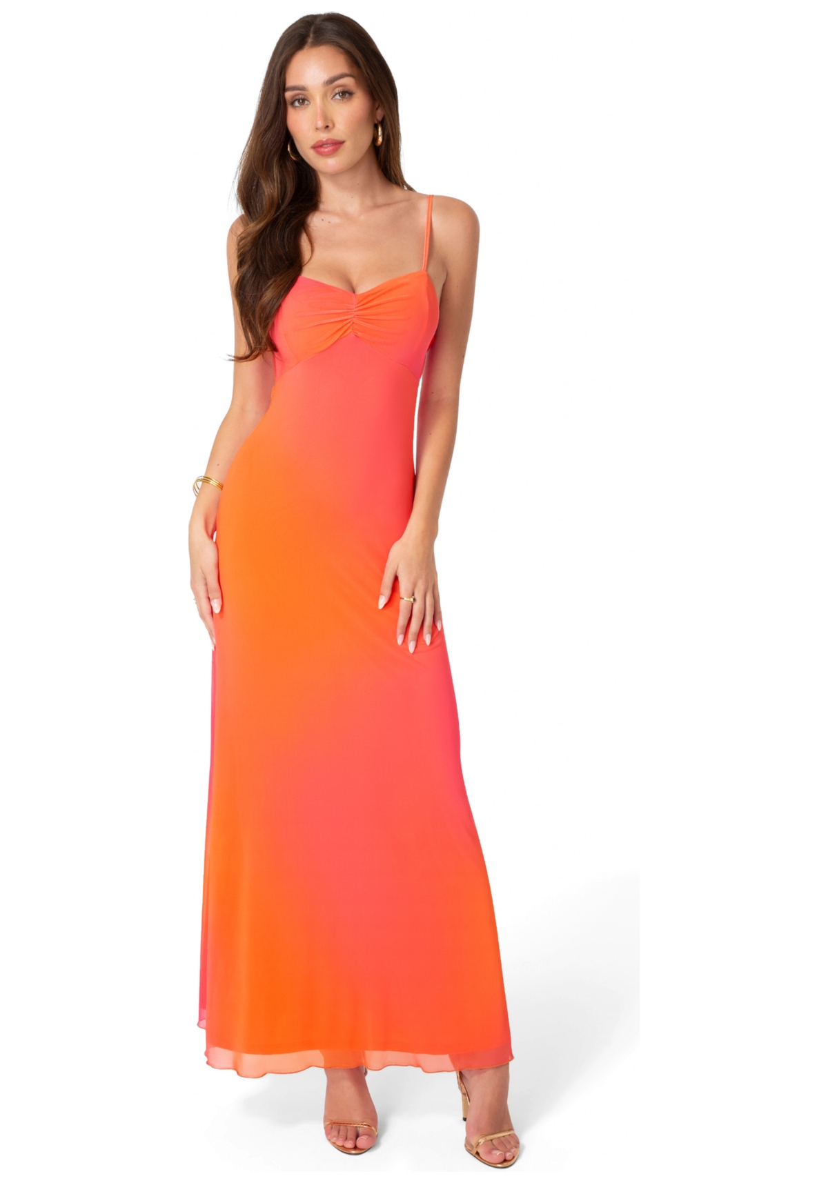 Click here for Bebe Womens Printed Mesh Drape Back Maxi Dress - O... prices