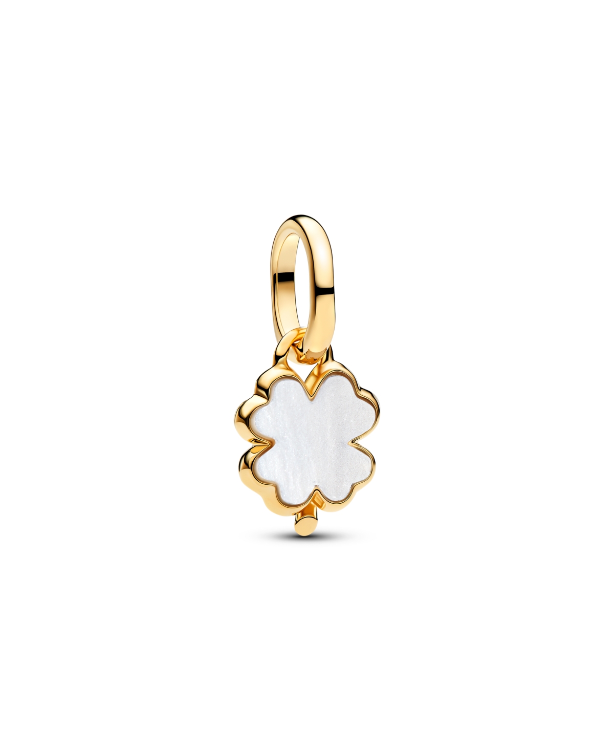 Click here for Pandora White Lucky Clover Dangle Charm - Gold Pla... prices
