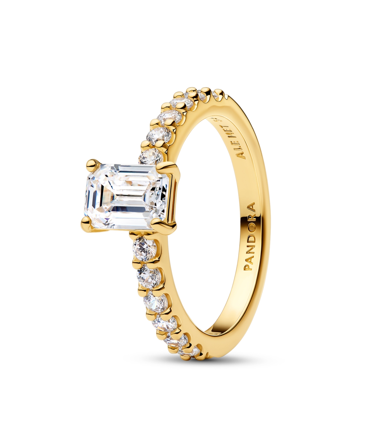 Click here for Pandora Rectangular Sparkling Halo Ring - Gold Pla... prices