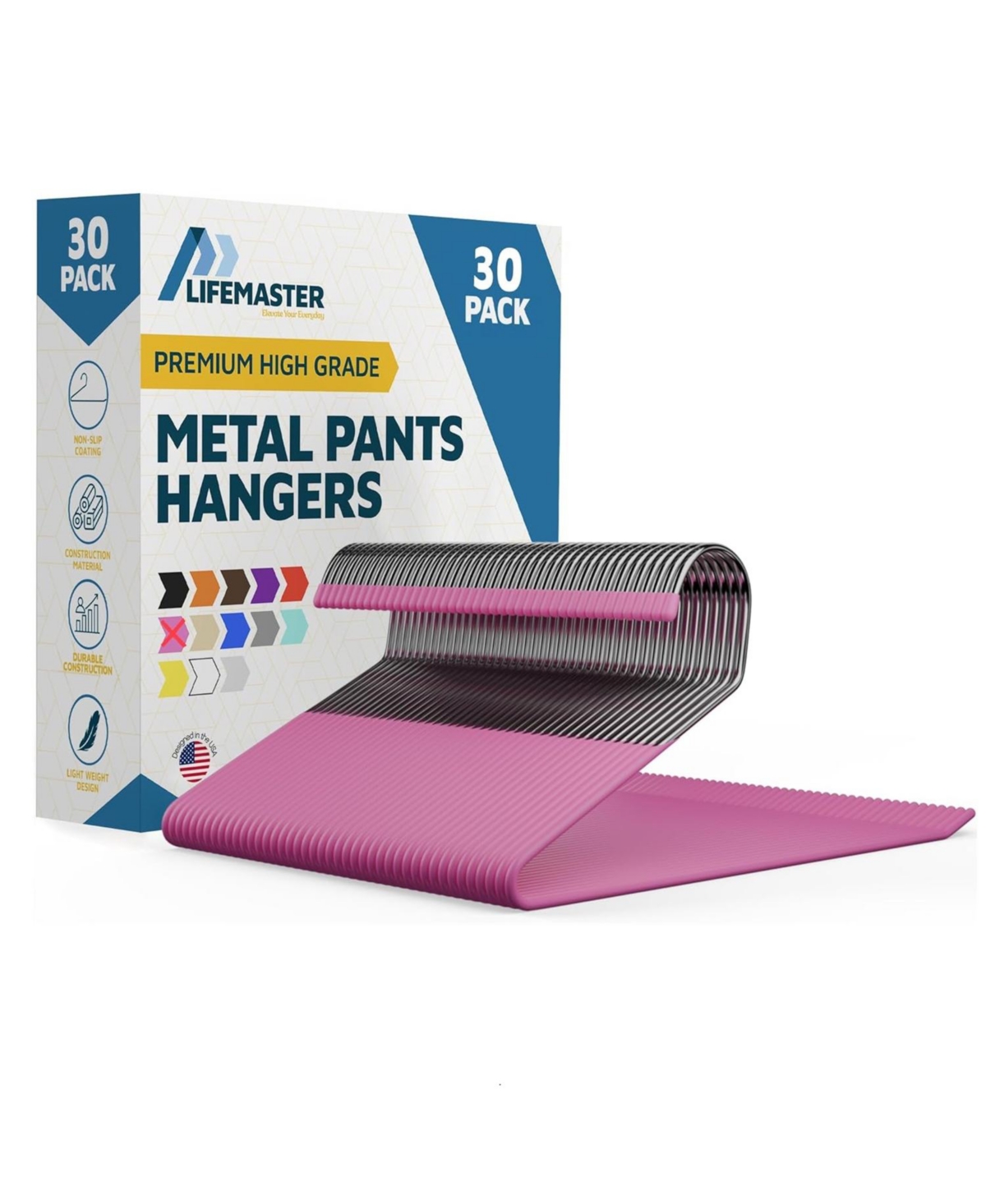 Click here for LifeMaster 30-Pc Metal Non-Slip Pants Hangers - he... prices