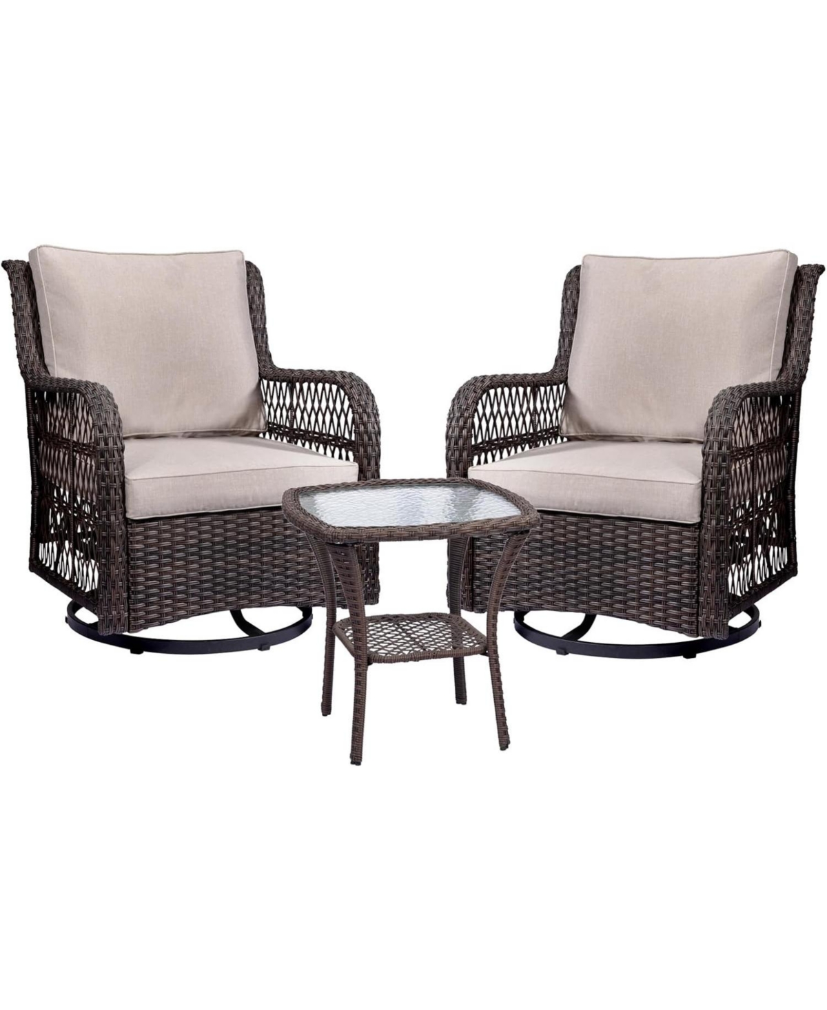 Click here for gaomon 3-Piece Outdoor Wicker Patio Bistro Set - R... prices