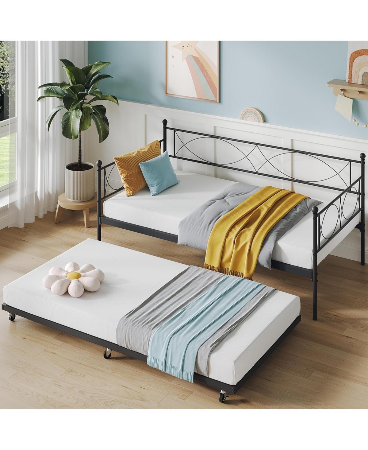 Click here for gaomon Metal Twin Daybed with Pull Out Trundle Mul... prices