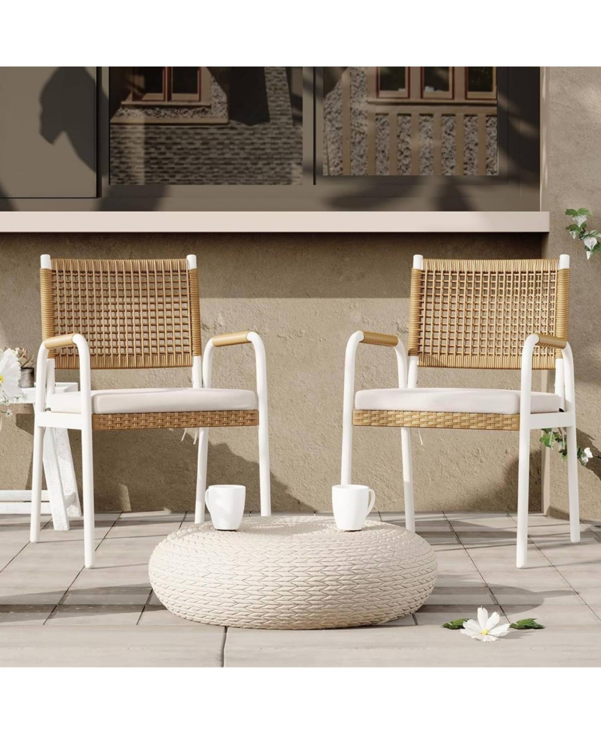 Click here for Xo Set of 2 Patio Wicker Chairs  Rattan Chairs wit... prices