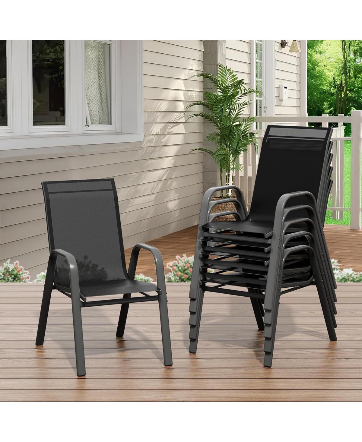 Click here for Xo Set of 6 Outdoor Stackable Patio Chairs with Hi... prices