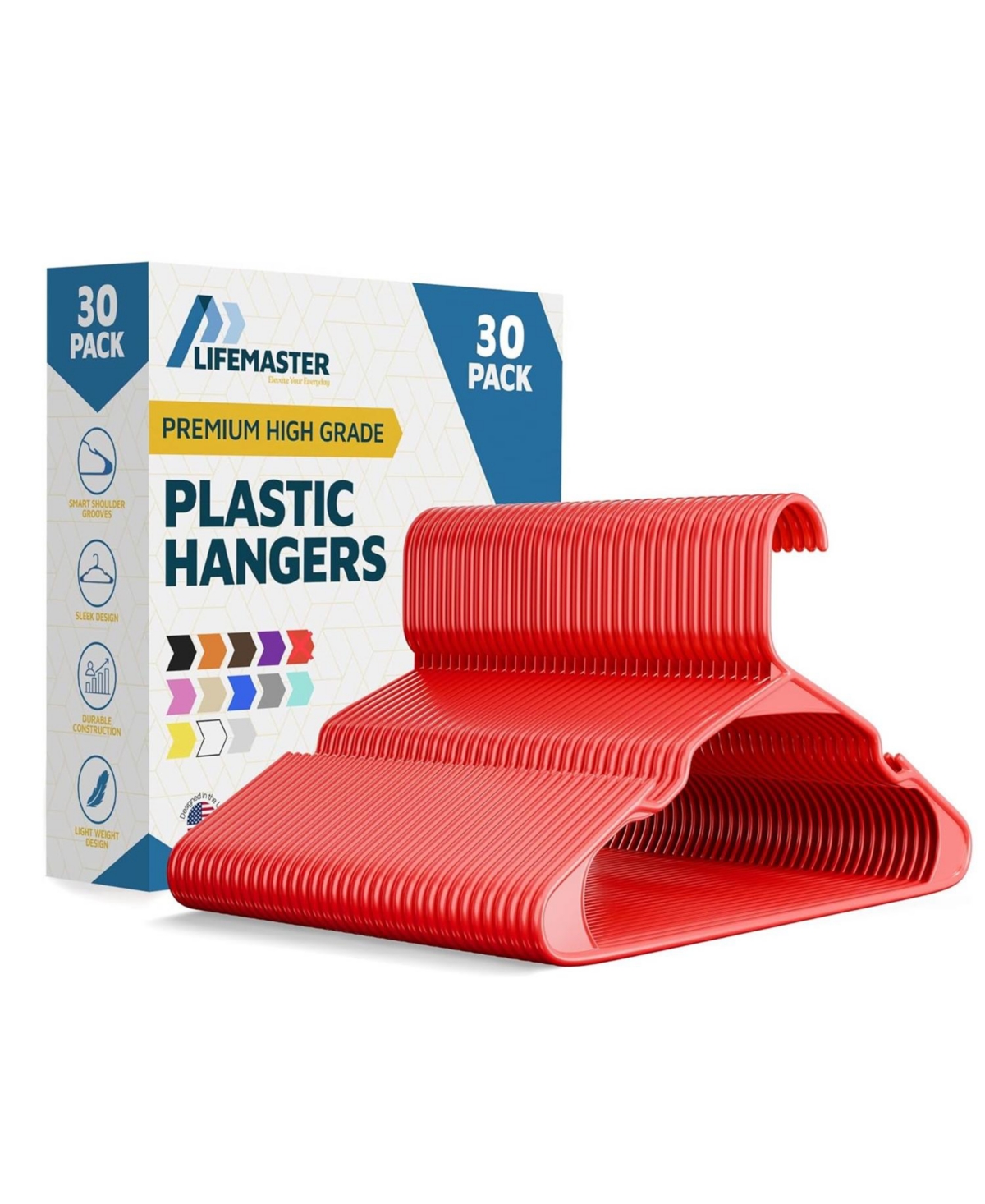 Click here for Lifemaster Heavy-duty red plastic hangers with non... prices