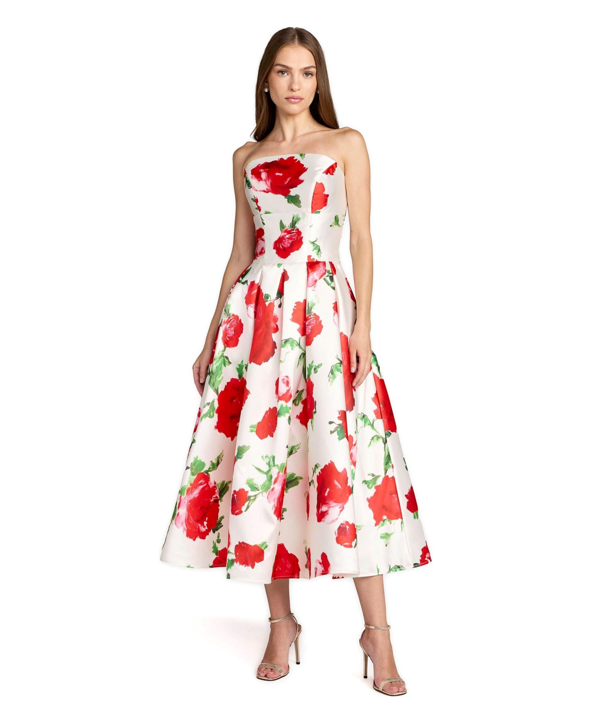 Click here for Mac Duggal Womens Strapless Floral Print A-Line Mi... prices