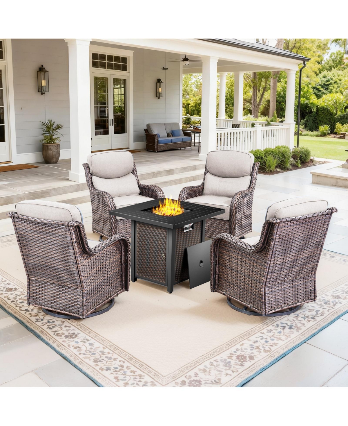 Click here for Pocassy Outdoor Swivel Chair Thick Cushion with Fi... prices