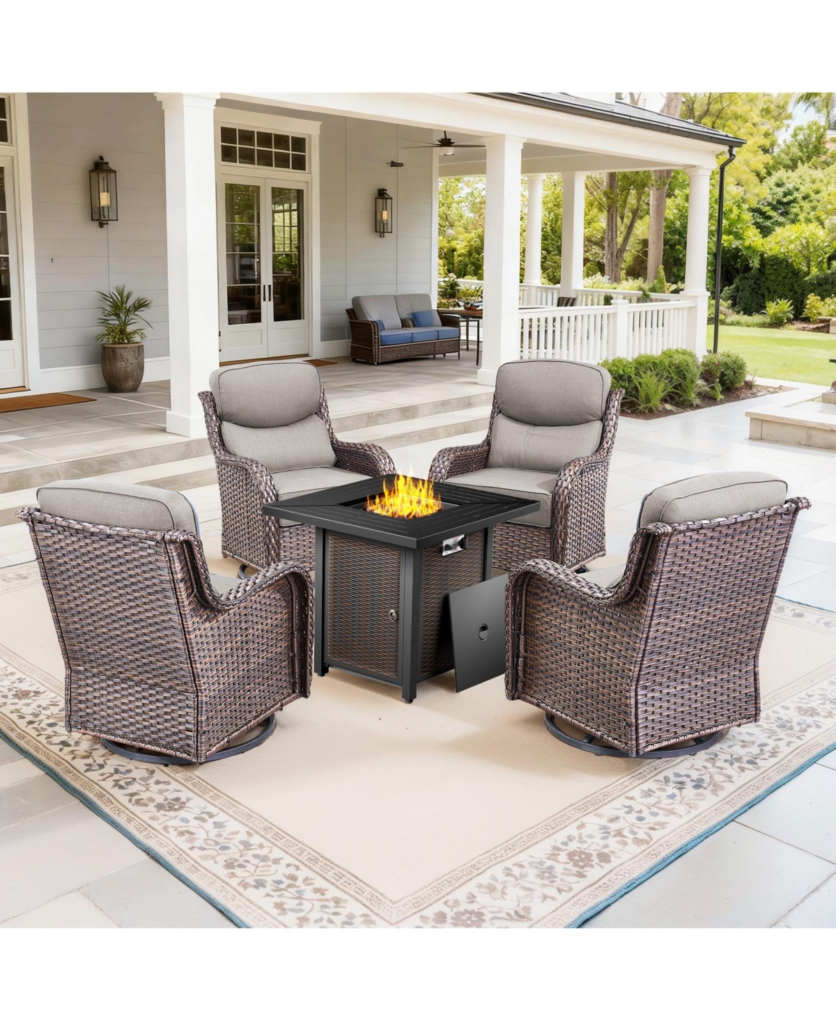 Click here for Pocassy Outdoor Swivel Chair Thick Cushion with Fi... prices