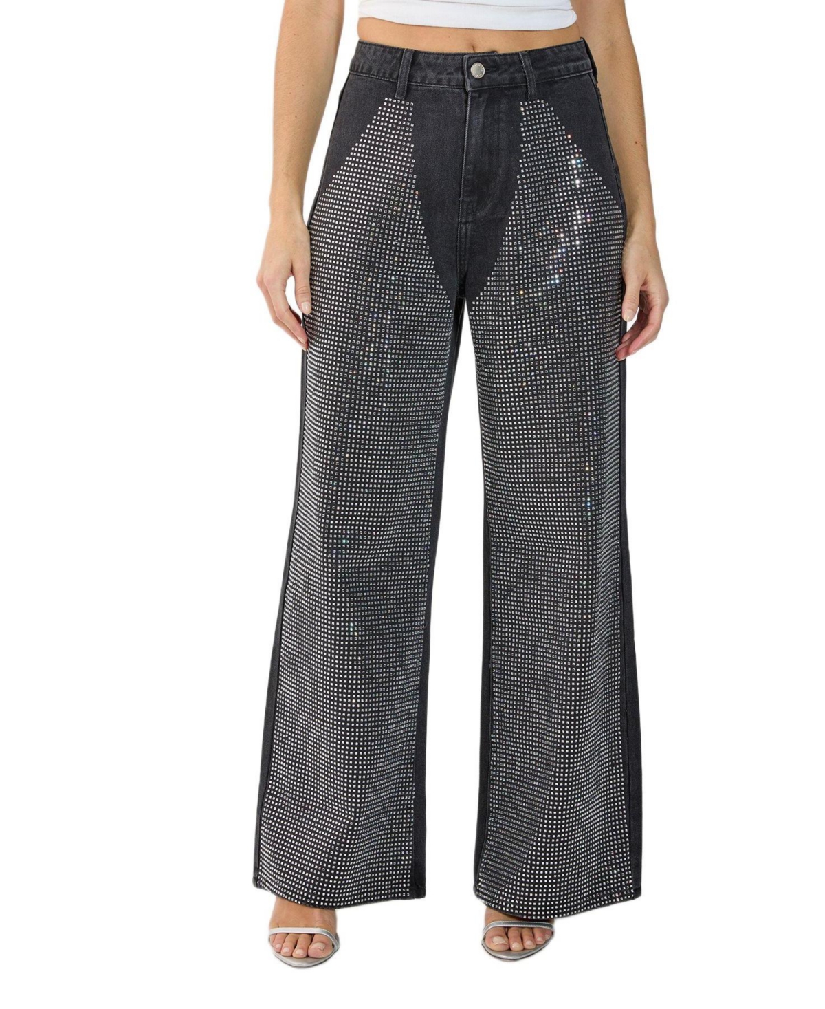 Click here for Nasty Gal Womens Diamante Denim Chap Jeans - Washe... prices