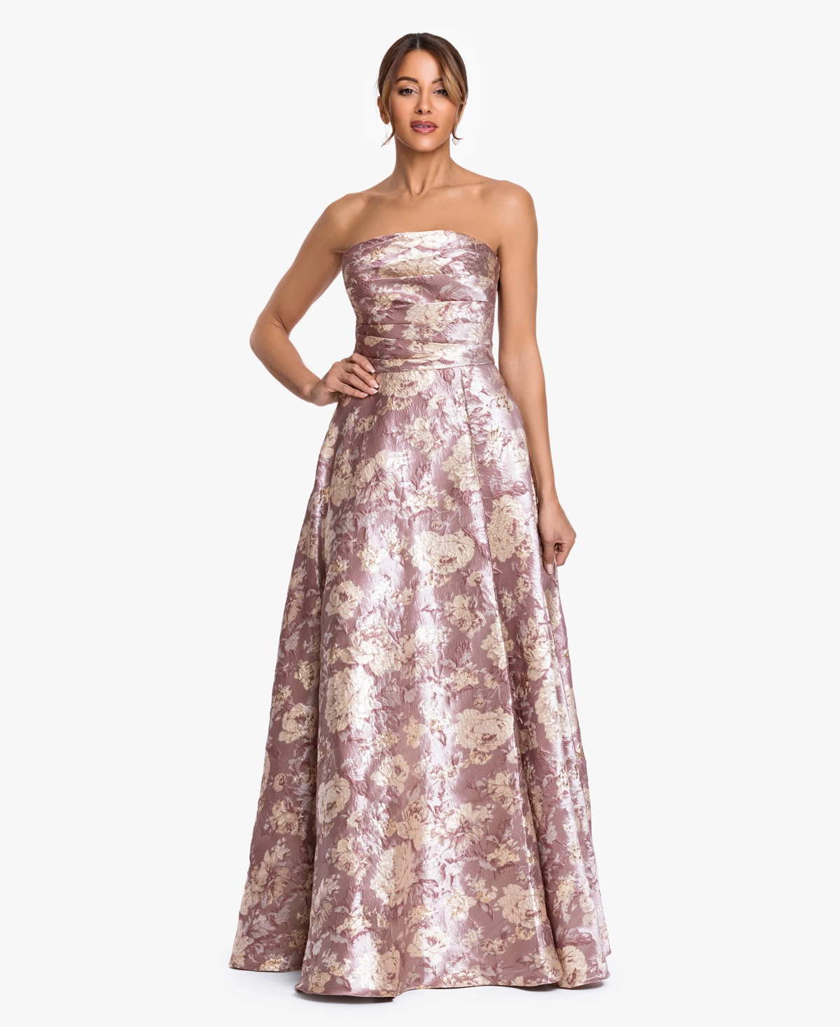 Click here for Xscape Womens Strapless Brocade Ball Gown - Mauve/... prices
