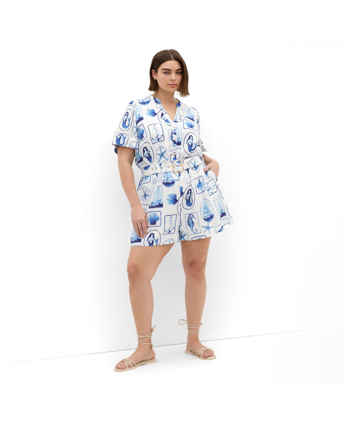 Click here for City Chic Womens Elise Amalfi Print Playsuit - Ama... prices
