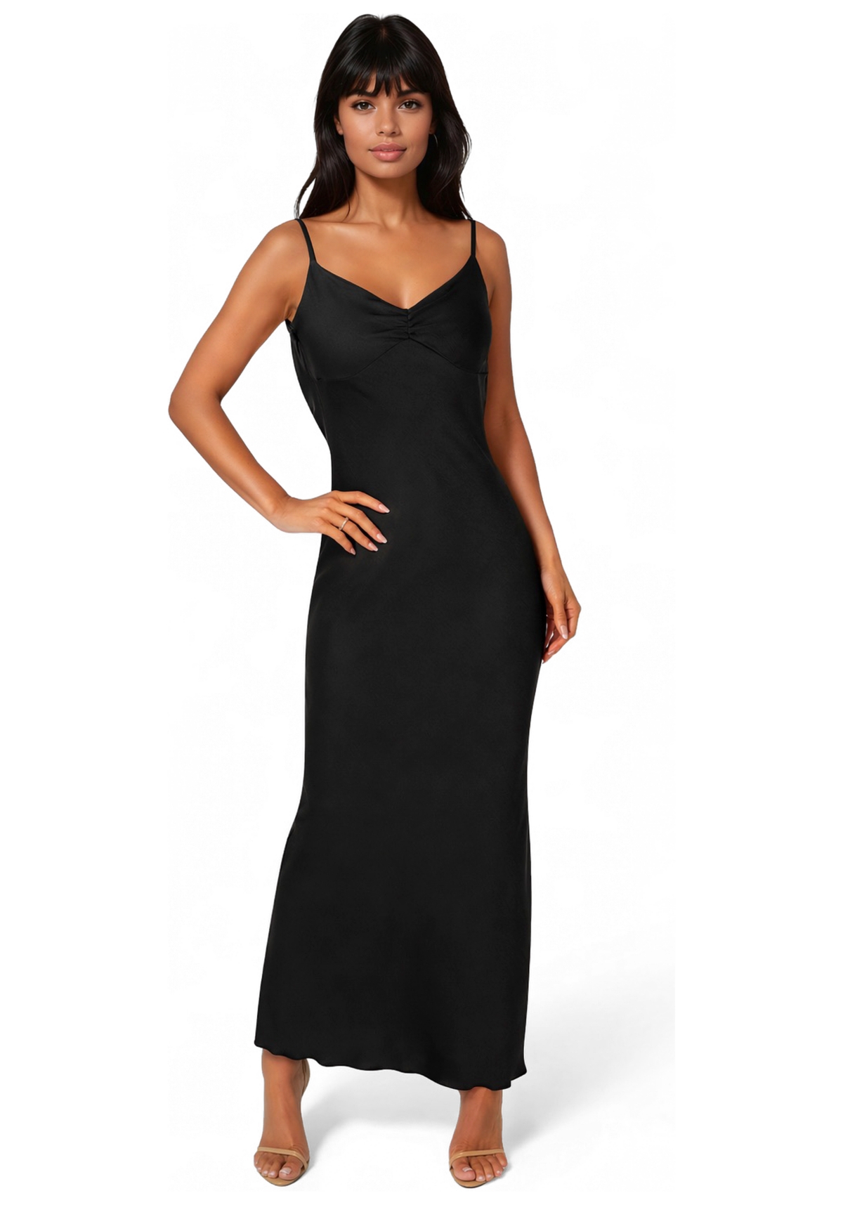 Click here for Bebe Womens Crepe Drape Back Maxi Dress - Black prices